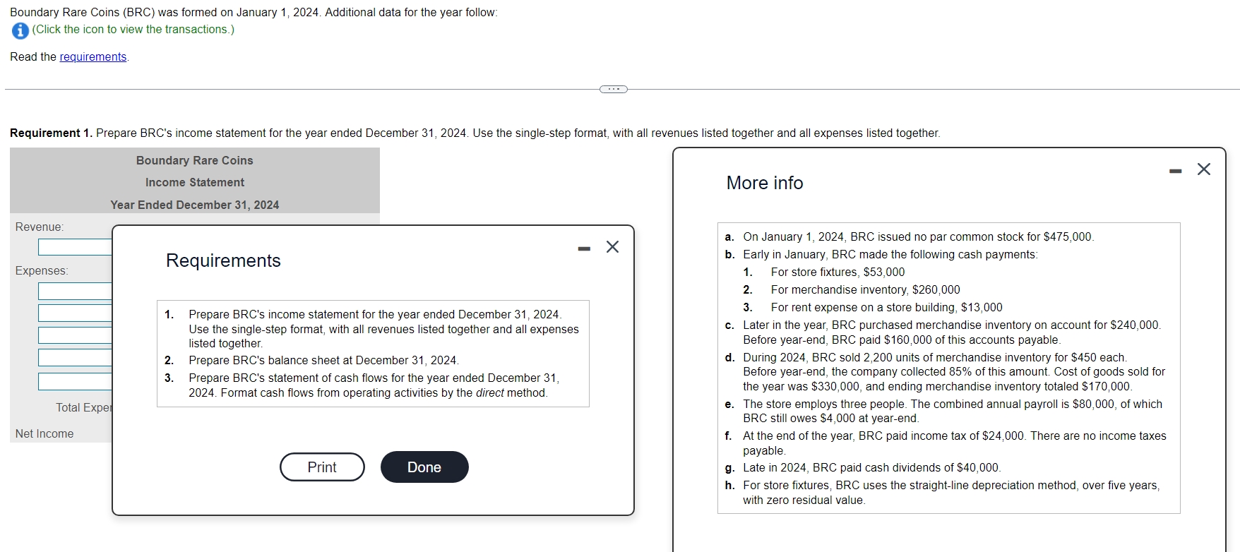 Solved Boundary Rare Coins (BRC) ﻿was formed on January | Chegg.com
