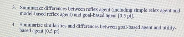 Solved 3. Summarize differences between reflex agent | Chegg.com
