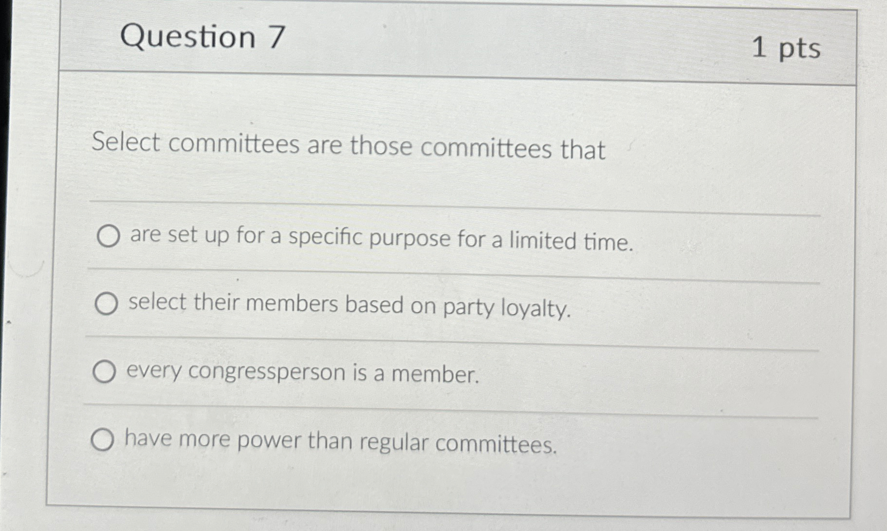 Solved Question 71 ﻿ptsSelect committees are those | Chegg.com