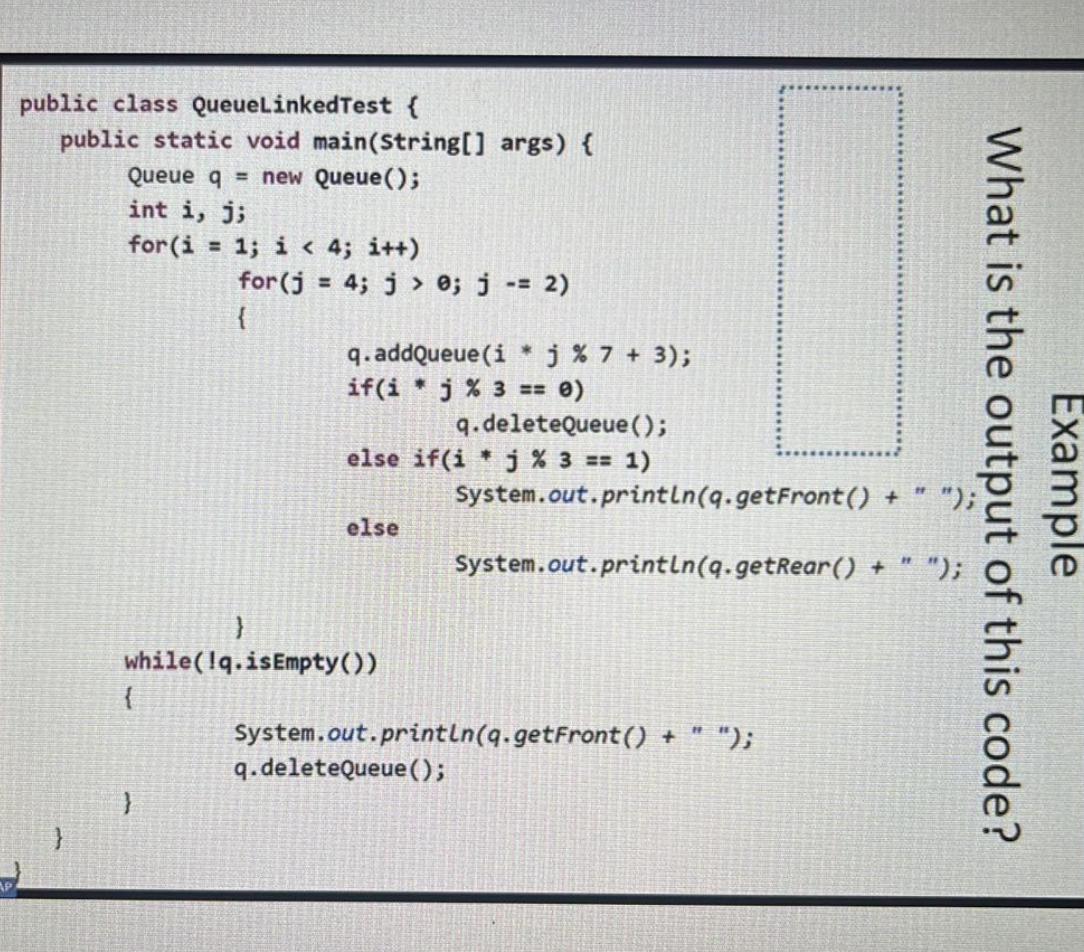 Solved public class QueuelinkedTest {public static void | Chegg.com Solved public class QueuelinkedTest {public static void | Chegg.com