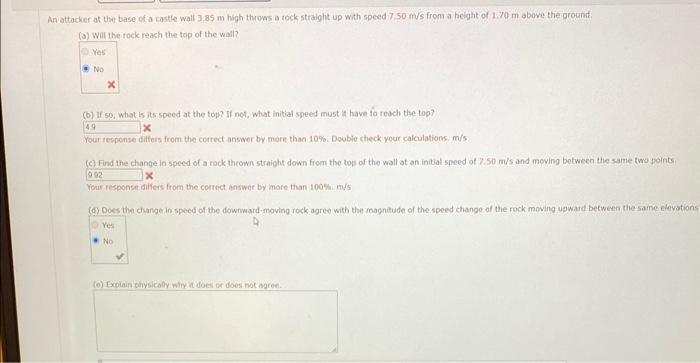 Solved attacker at the base of a costle wall 3.85 m high | Chegg.com