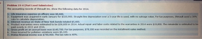 Solved Problem 19-4 (Part Level Submission) The accounting | Chegg.com