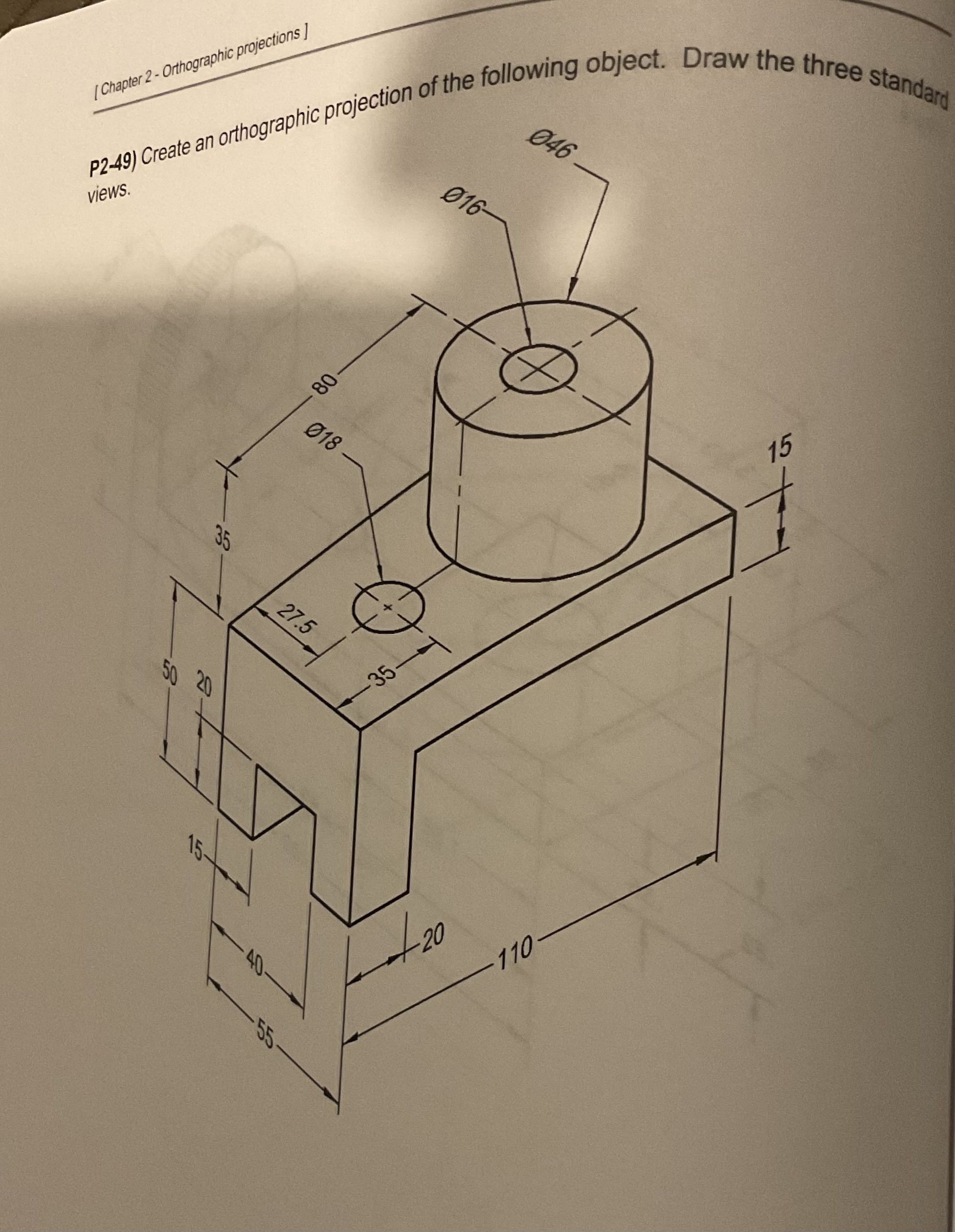 Create an orthographic projection of the following | Chegg.com