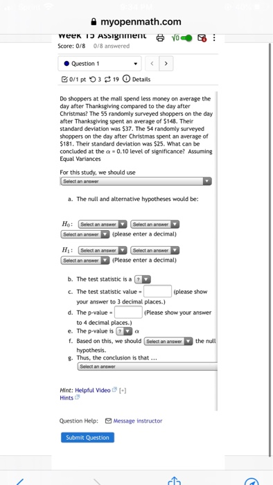 Solved myopenmath.com Week 1 Assignment 6 V Score: 0/8 0/8 | Chegg.com