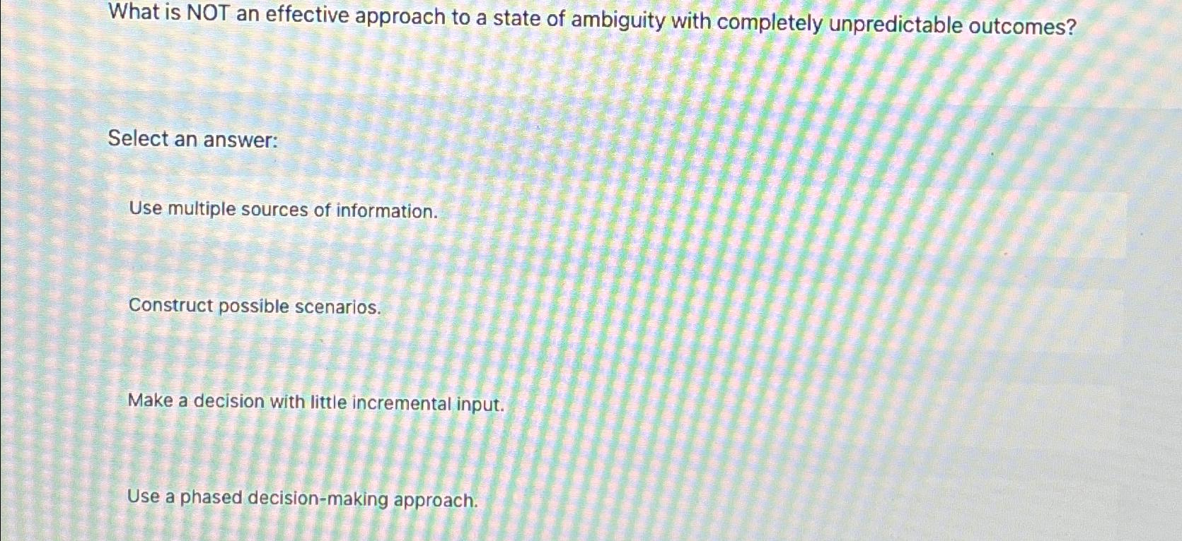 Solved What is NOT an effective approach to a state of | Chegg.com