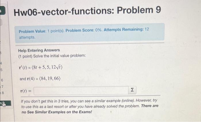 Solved Hw06 Vector Functions Problem 9 Problem Value 1 4042