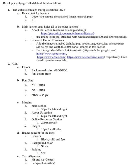 Solved Develop a webpage called default.html as follows: 1. | Chegg.com