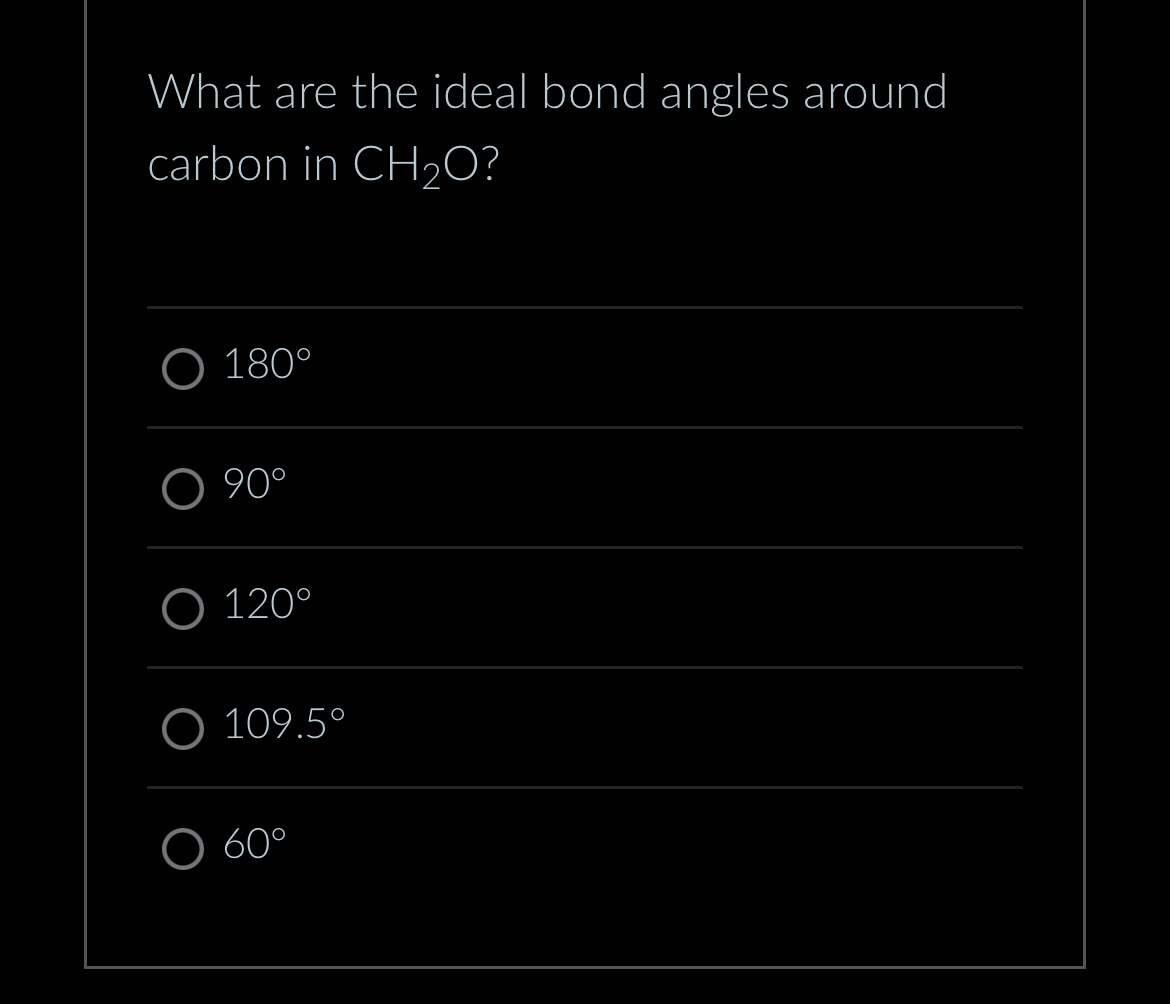 Solved What are the ideal bond angles around carbon in | Chegg.com