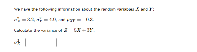 Solved We have the following information about the random | Chegg.com