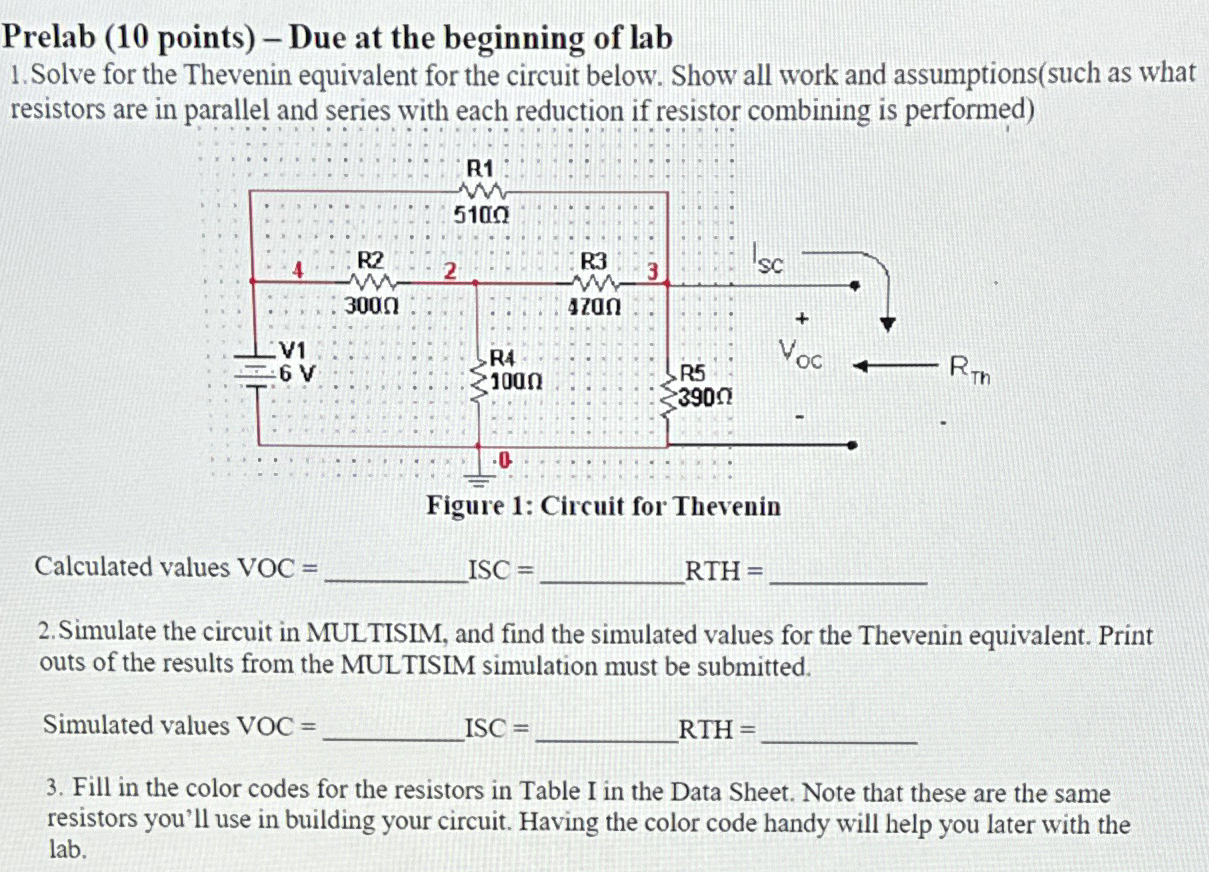 Solved Prelab (10 ﻿points) - ﻿Due at the beginning of | Chegg.com