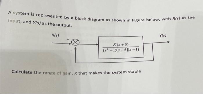 A system is represented by a block diagram as shown | Chegg.com