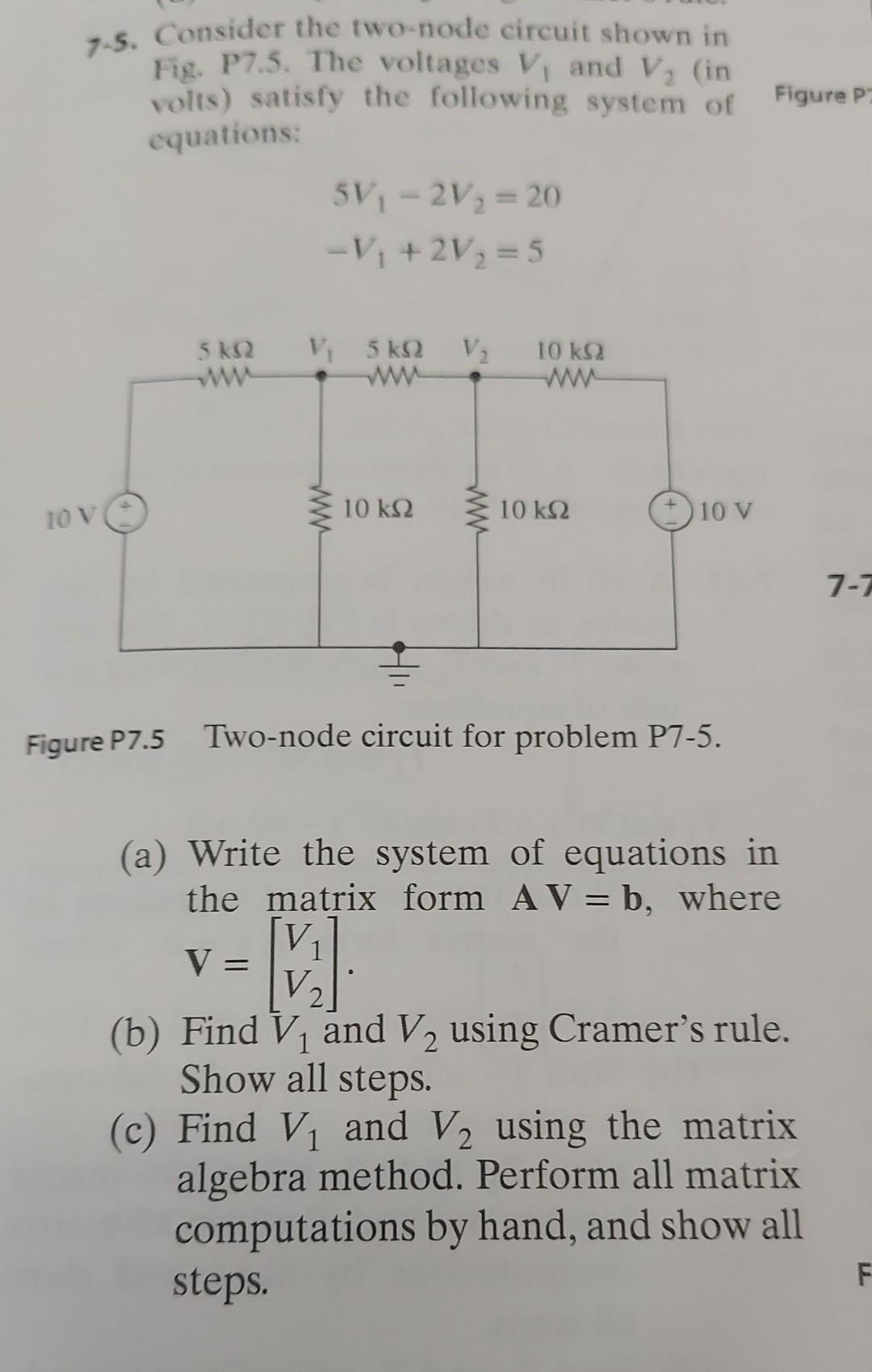 Solved 7.5. Consider the two-node circuit shown in Fig. | Chegg.com