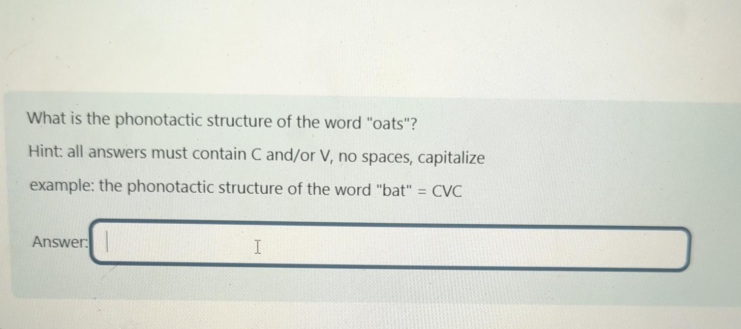 Solved What is the phonotactic structure of the word | Chegg.com