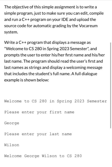 Solved The objective of this simple assignment is to write a | Chegg.com