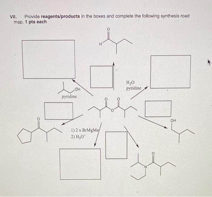 Solved VII. Provide reagents/products in the boxes and | Chegg.com