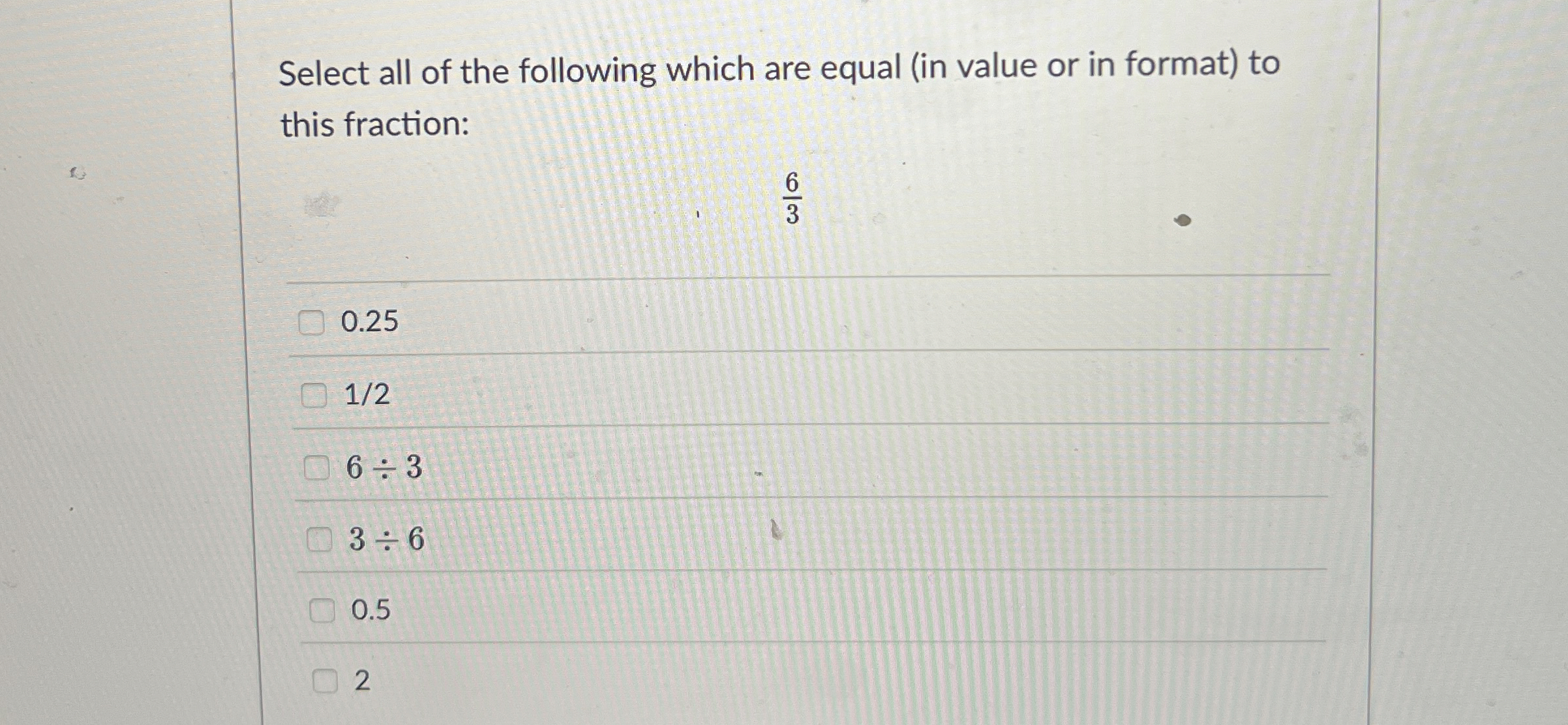 Select all of the following which are equal (in value | Chegg.com