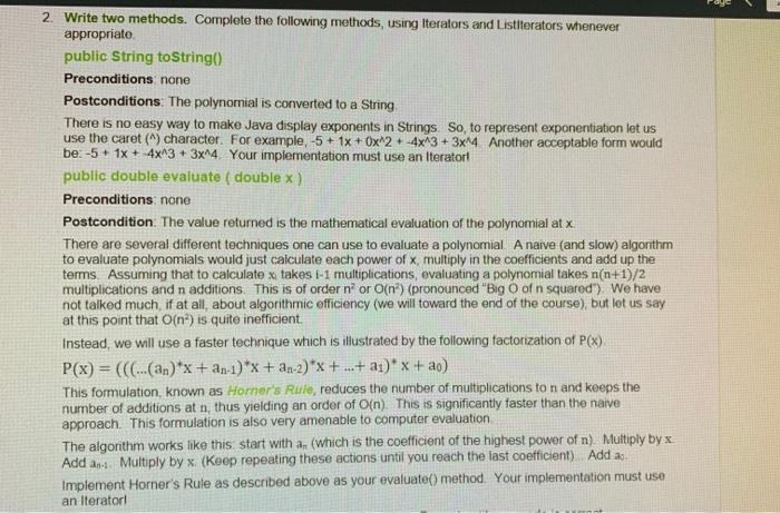 Solved package polynomial; * This class uses a list to | Chegg.com