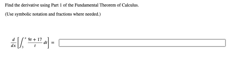 Solved Find the derivative using Part 1 ﻿of the Fundamental | Chegg.com