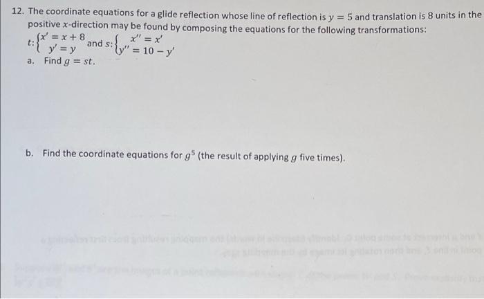 Solved The coordinate equations for a glide reflection whose | Chegg.com