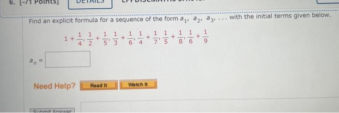 Solved Find an explicit formula for a sequence of the form | Chegg.com
