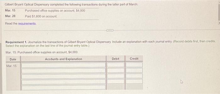 Solved Requirement 1. Journalize the transactions of Gibert | Chegg.com