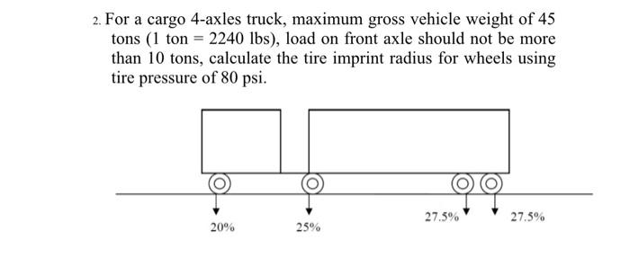 Solved For a cargo 4-axles truck, maximum gross vehicle | Chegg.com
