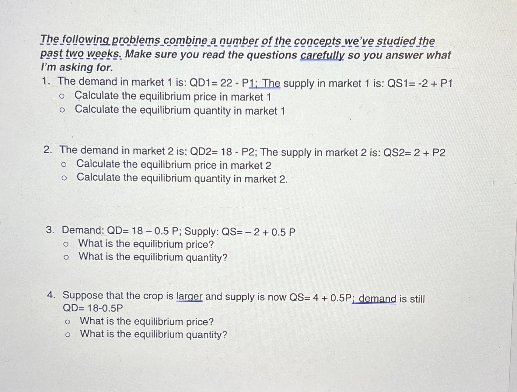 Solved The following problems combine a number of the | Chegg.com