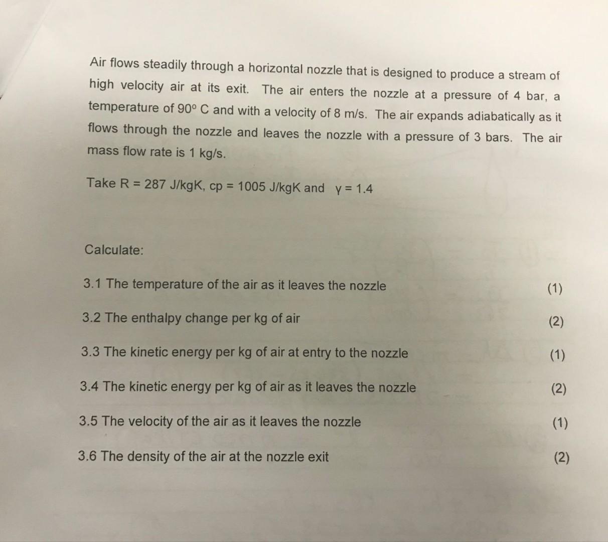 Air flows steadily through a horizontal nozzle that | Chegg.com