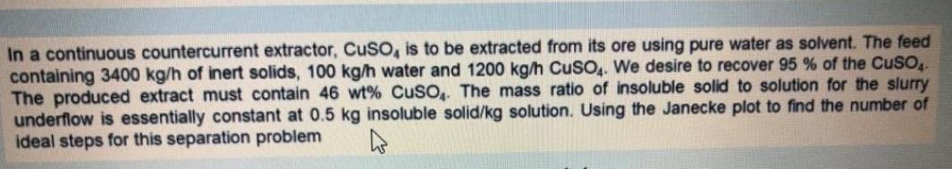 In a continuous countercurrent extractor, Cuso, is to | Chegg.com