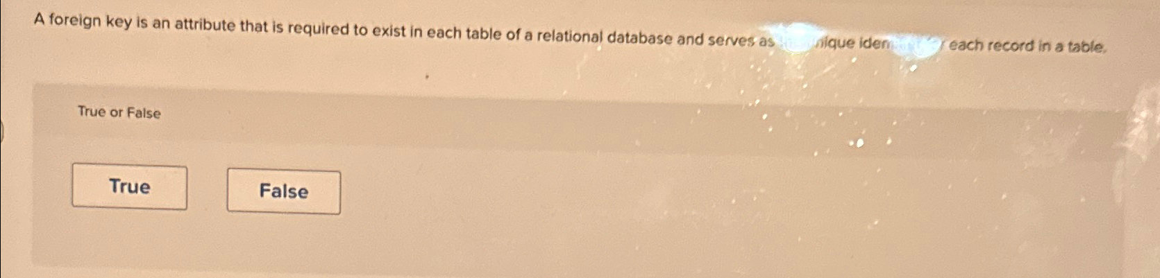 Solved A foreign key is an attribute that is required to | Chegg.com