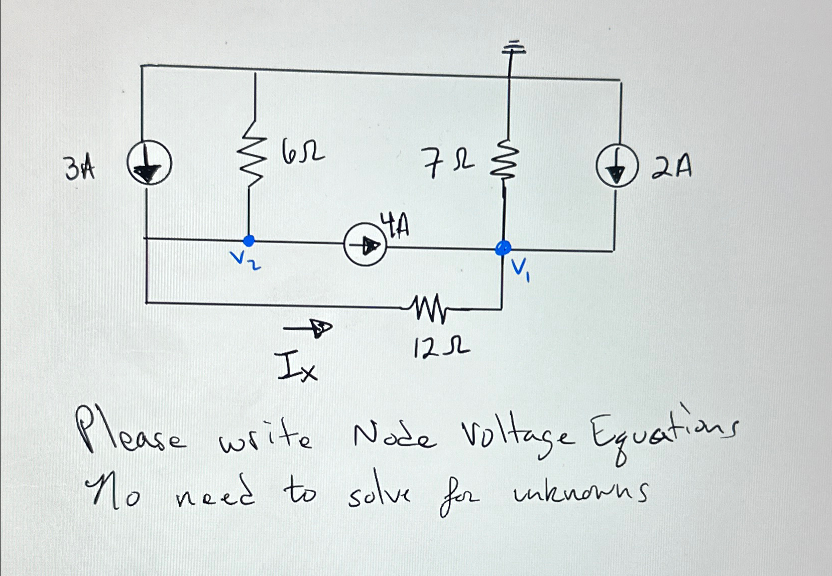 Solved Please write Node Voltage Equations No need to solve | Chegg.com