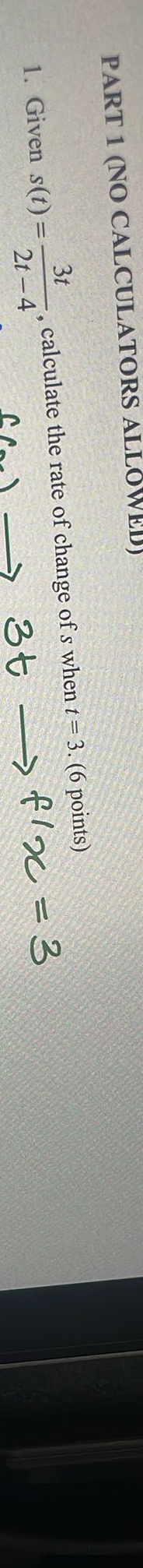 Solved Given s(t)=3t2t-4, ﻿calculate the rate of change of s | Chegg.com