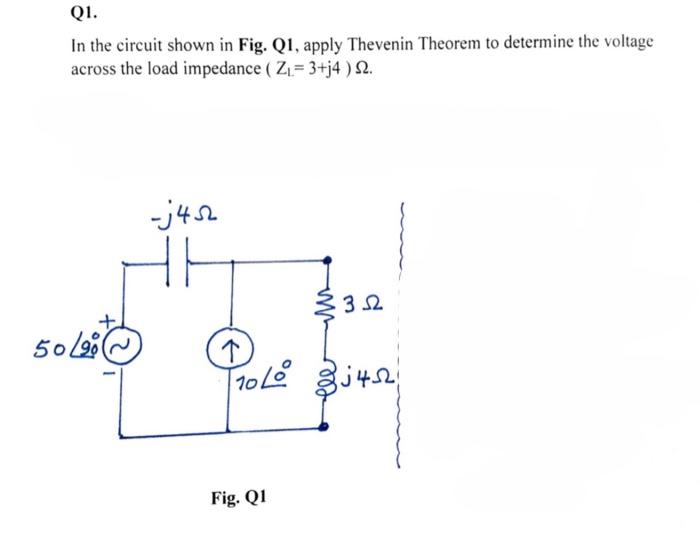 Solved Q1. In the circuit shown in Fig. Q1, apply Thevenin | Chegg.com