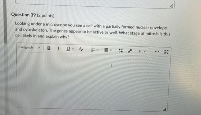 Solved Looking under a microscope you see a cell with a | Chegg.com