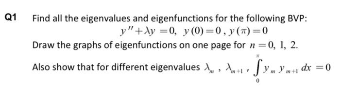 Solved Find all the eigenvalues and eigenfunctions for the | Chegg.com