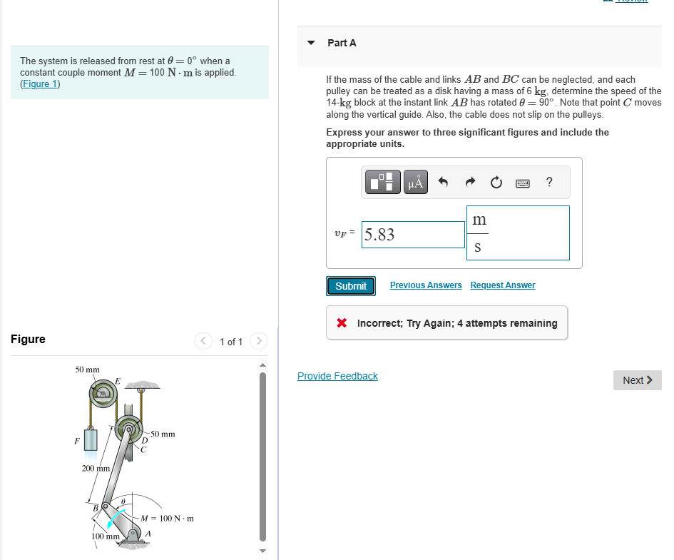 Solved The system is released from rest at θ=0° ﻿when a | Chegg.com
