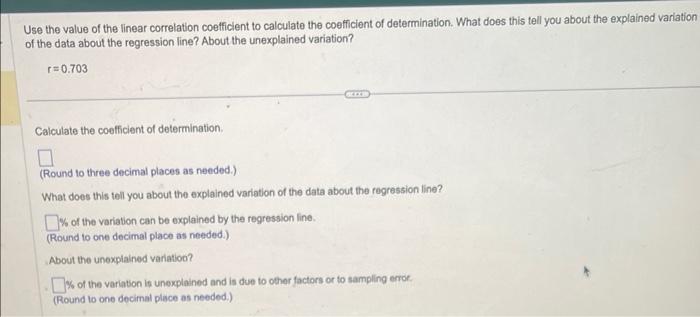 Solved Use The Value Of The Linear Correlation Coefficient