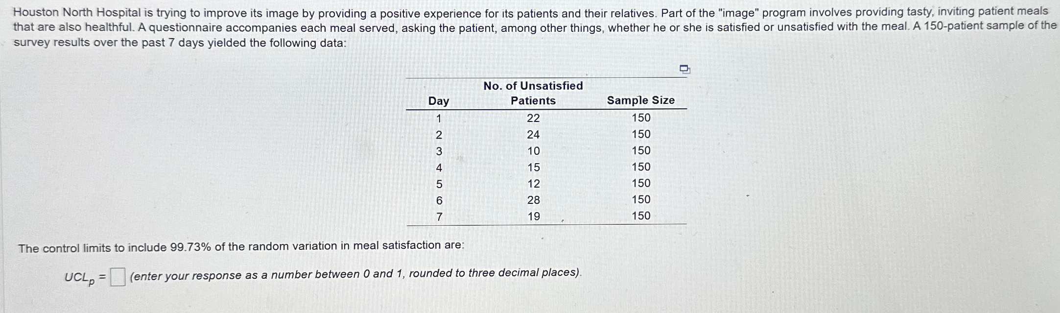Solved survey results over the past 7 ﻿days yielded the | Chegg.com