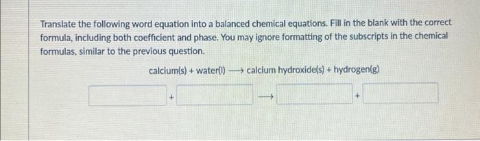 Solved Translate the following word equation into a balanced | Chegg.com