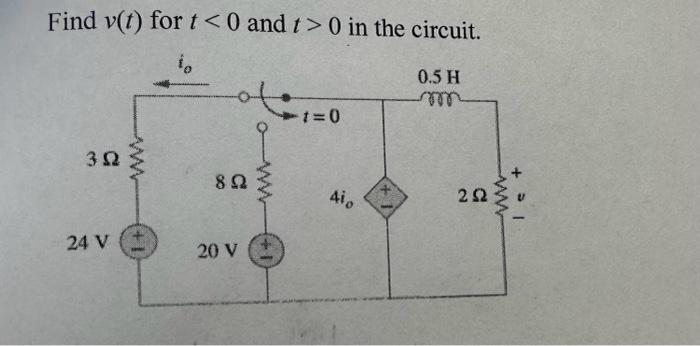 Solved Find v(t) for t 0 in the circuit. | Chegg.com