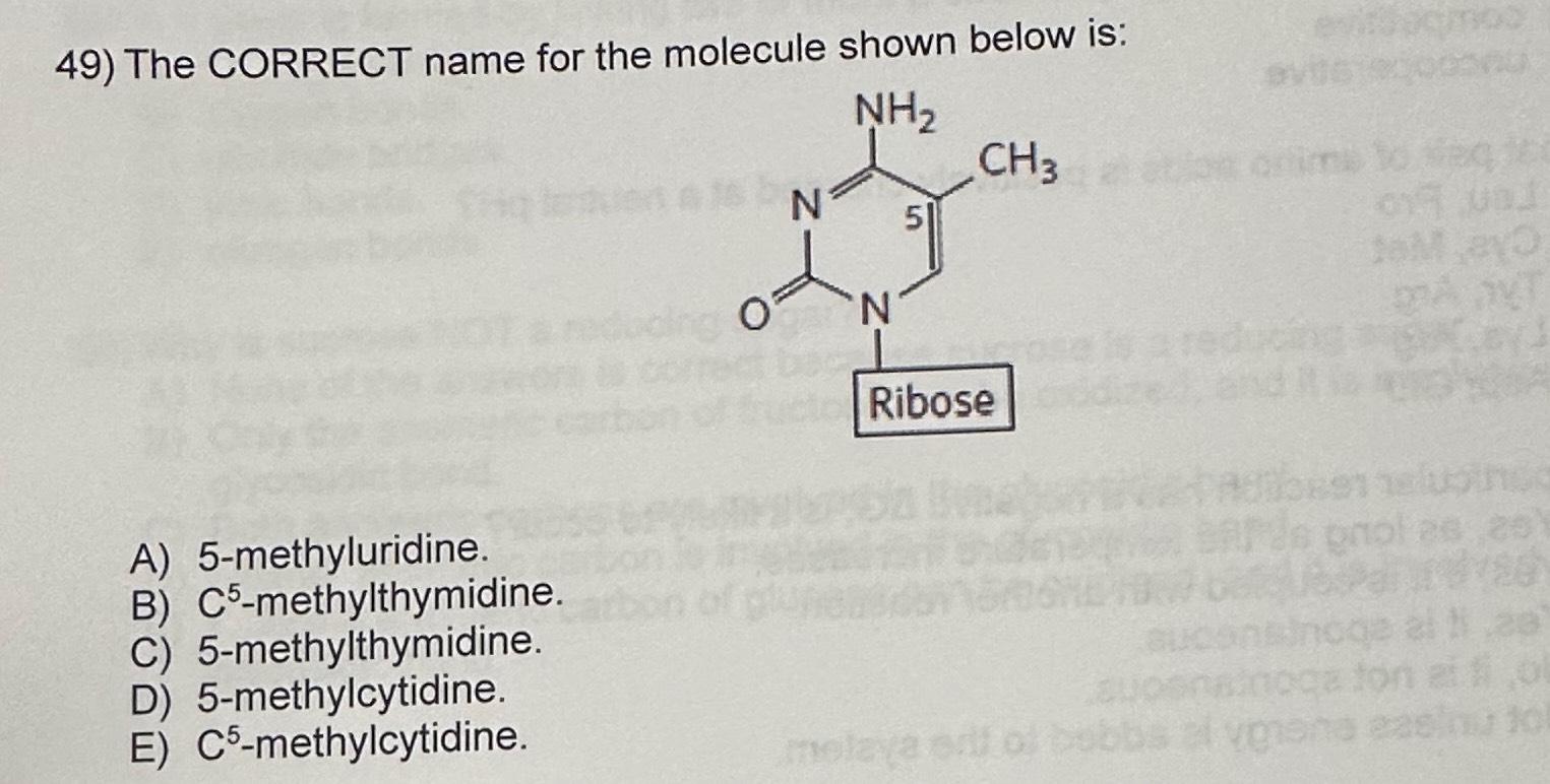 Solved The Correct Name For The Molecule Shown Below