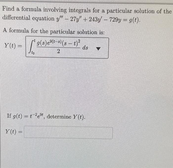 Solved Find a formula involving integrals for a particular | Chegg.com