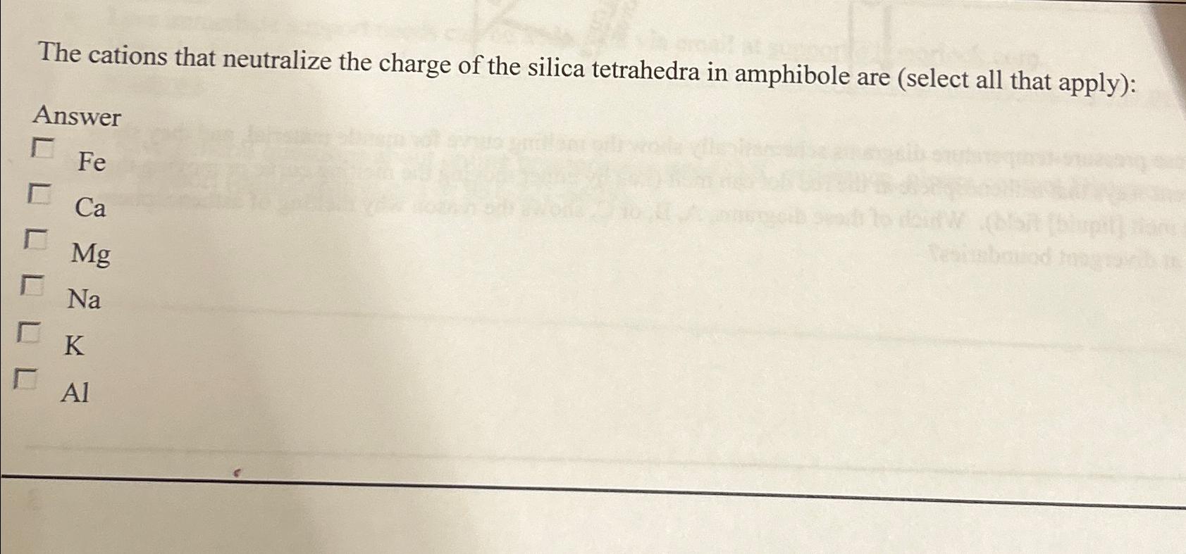 Solved The cations that neutralize the charge of the silica | Chegg.com