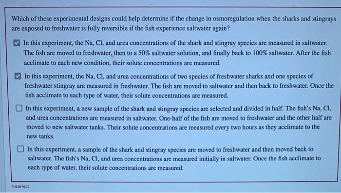 Solved Given The Adaptations For Osmoregulation In Two