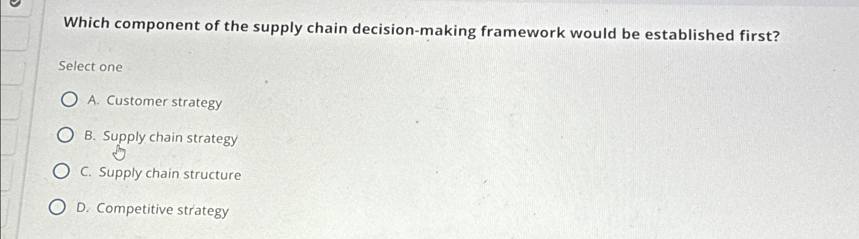 Solved Which component of the supply chain decision-making | Chegg.com