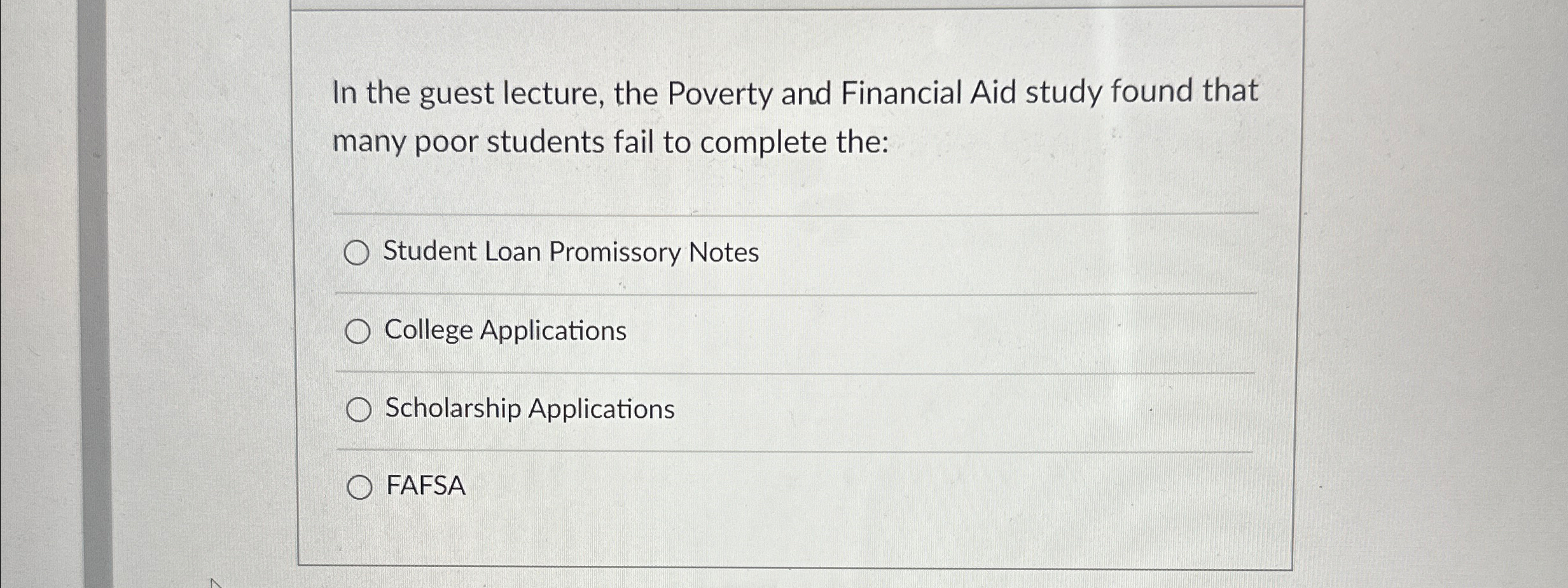 Solved In the guest lecture, the Poverty and Financial Aid | Chegg.com