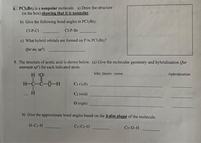 Solved 4. PCI:Br2 is a nonpolar molecule. a) Draw the | Chegg.com