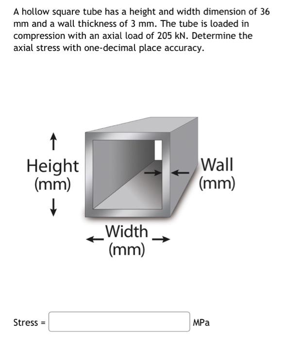 Solved A hollow square tube has a height and width dimension | Chegg.com