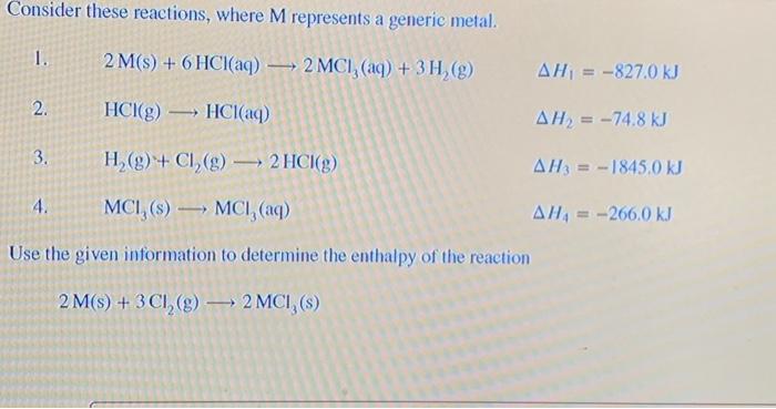 Solved Consider these reactions, where M represents a | Chegg.com