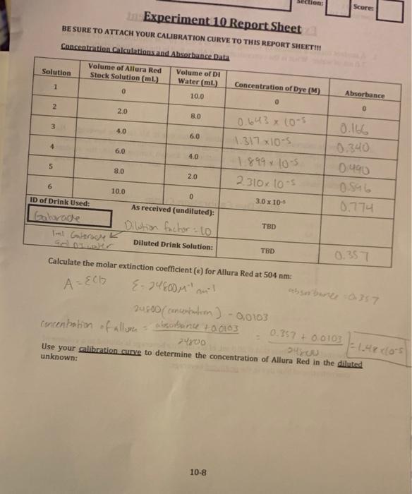 Solved CHEM 1111 Experiment 10 Name: Section SCE Experiment | Chegg.com Solved CHEM 1111 Experiment 10 Name: Section SCE Experiment | Chegg.com